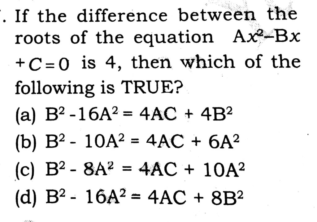 . If the difference between the roots of the equation | Chegg.com