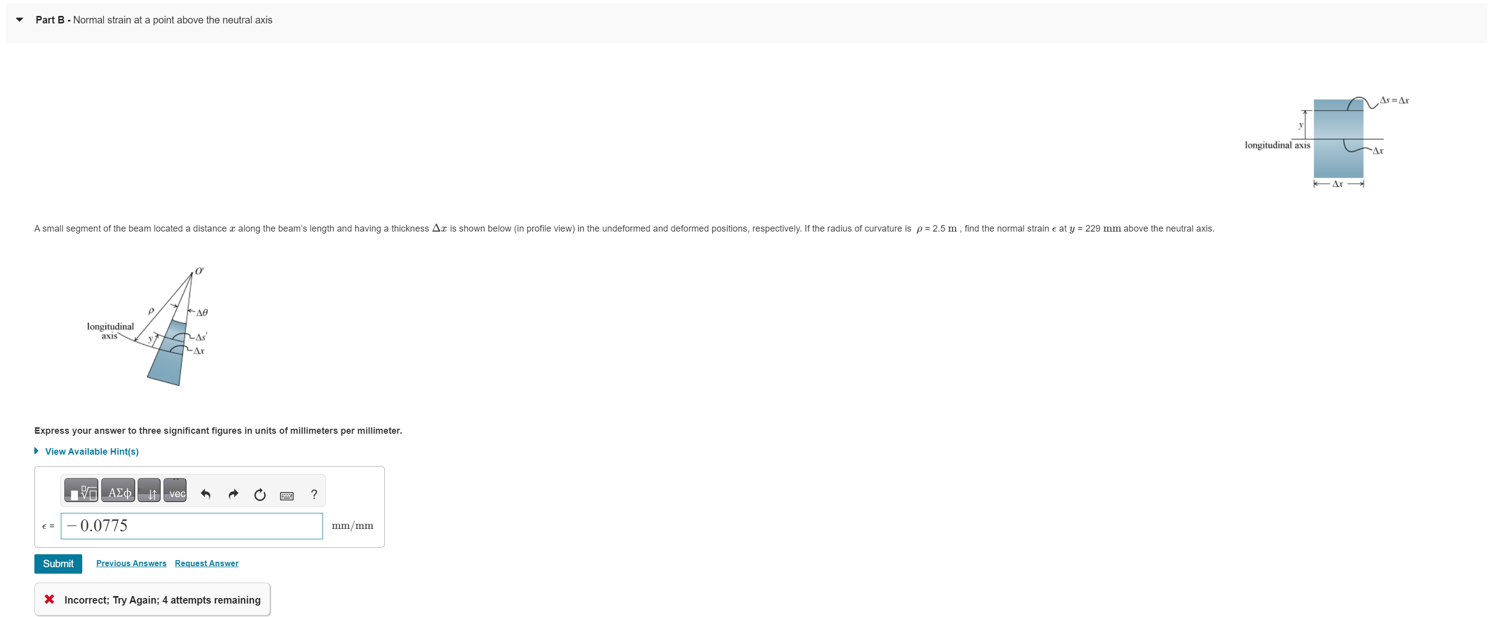 Solved The normal strain distribution of an isolated segment | Chegg.com