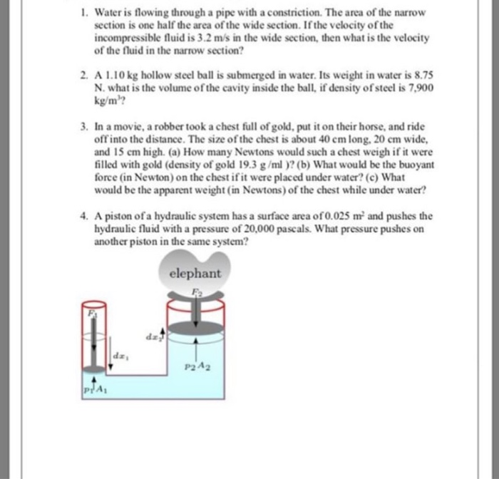 Solved Water is flowing through a pipe with a constriction. | Chegg.com