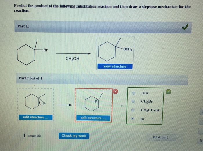 Solved Predict the product of the following substitution | Chegg.com