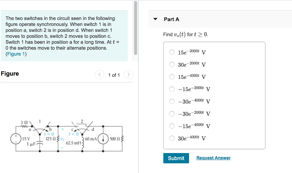 Solved The two switches in the circuit seen in the following | Chegg.com