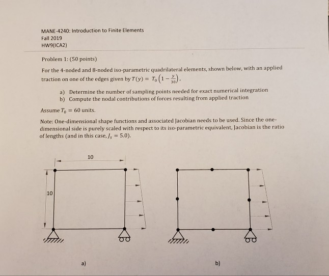 MANE-4240: Introduction to Finite Elements Fall 2019 | Chegg.com