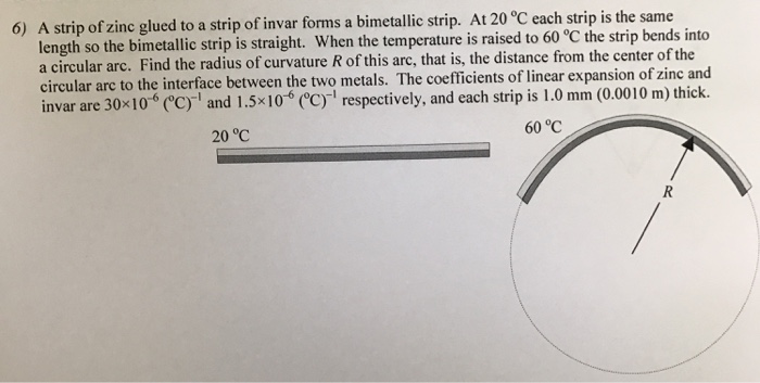 Solved A strip of zinc glued to a strip of invar forms a | Chegg.com