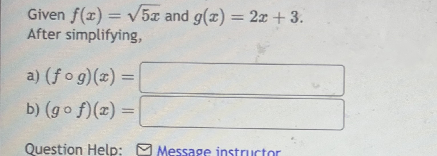Solved Given f(x)=∣x∣+4 and g(x)=4x+2 After simplifying, Use | Chegg.com