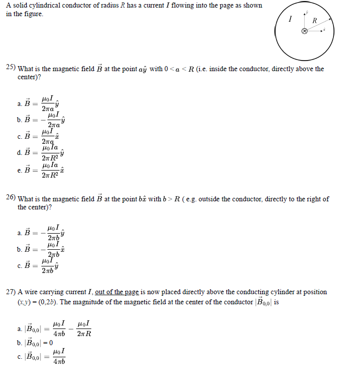 Solved A solid cylindrical conductor of radius R has a | Chegg.com