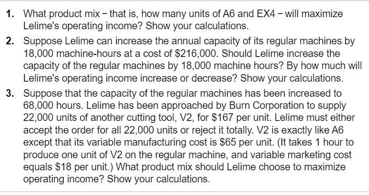 Solved Lelime Precision Tools makes cutting tools for | Chegg.com