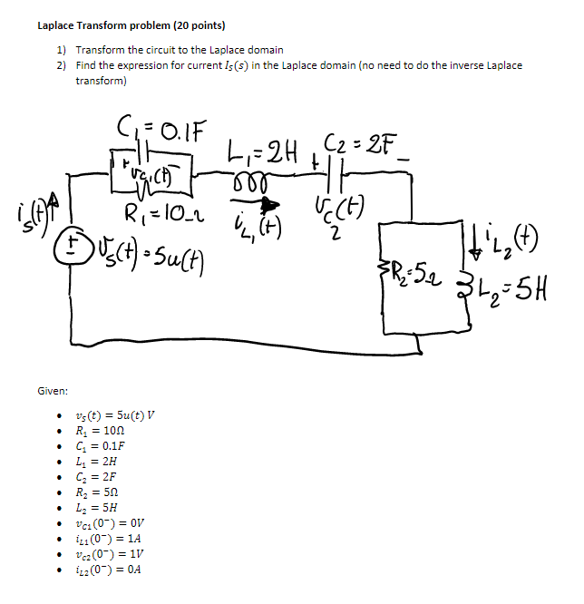 Solved Laplace Transform problem (20 points) 1) Transform | Chegg.com