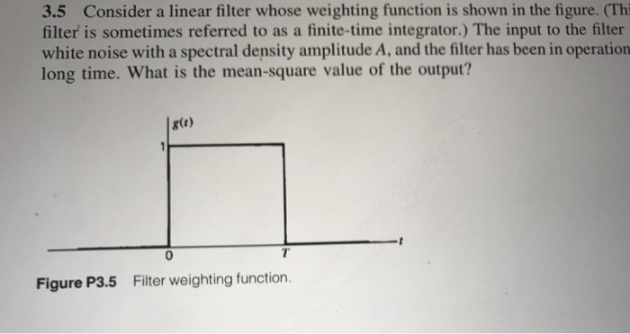 Solved Consider a linear filter whose weighting function is | Chegg.com