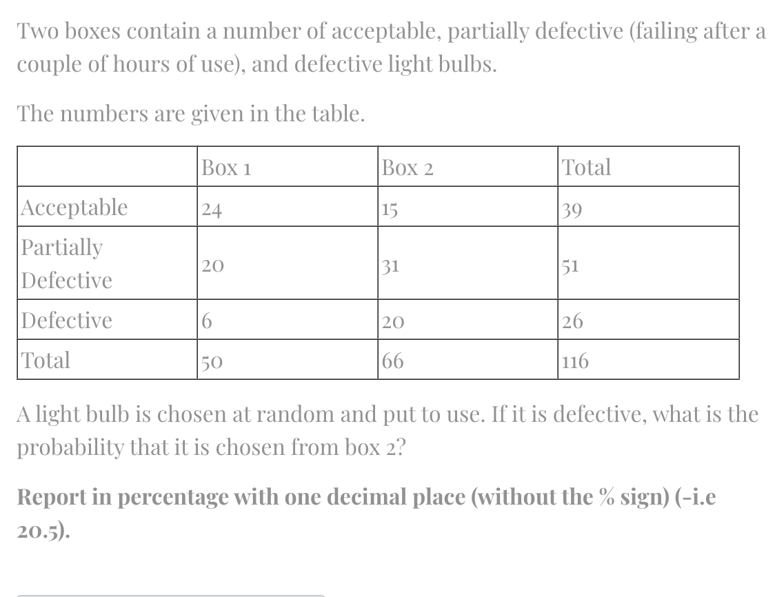 Solved Two boxes contain a number of acceptable, partially | Chegg.com