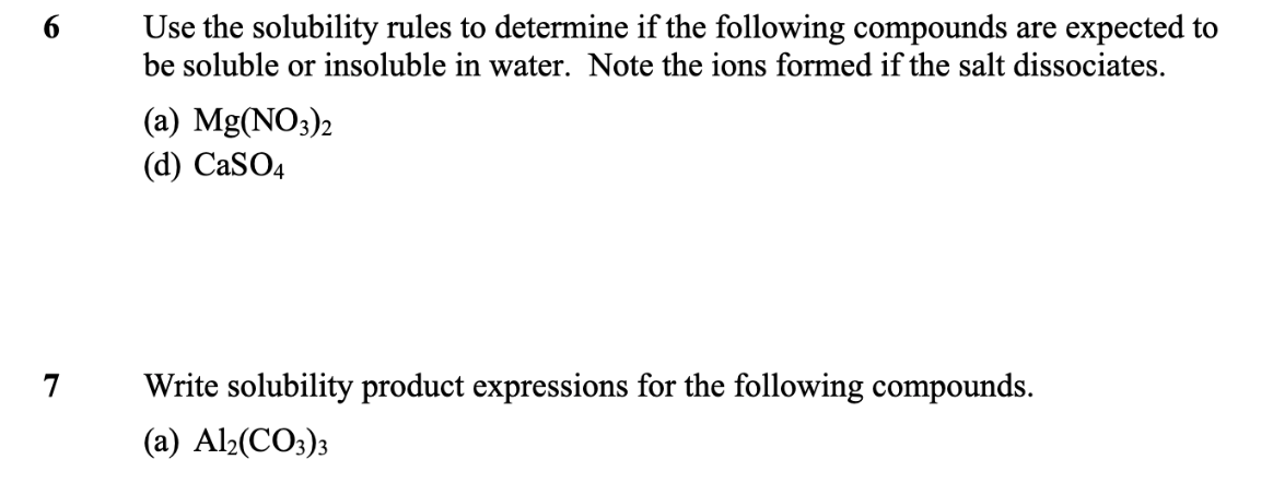 Solved Use the solubility rules to determine if the | Chegg.com