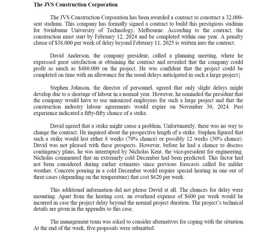 Solved The JVS Construction Corporation The JVS Construction | Chegg.com