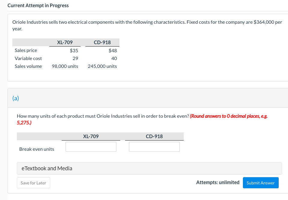 Solved Current Attempt in Progress Oriole Industries sells | Chegg.com