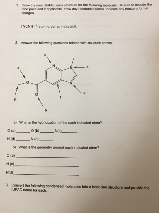 Solved Draw the most stable Lewis structure for the | Chegg.com