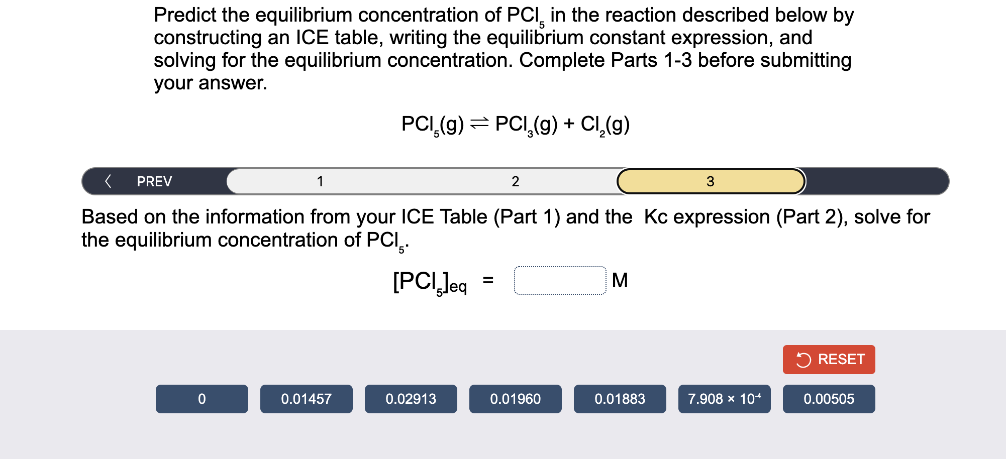 Solved Predict the equilibrium concentration of PCl5 in the | Chegg.com