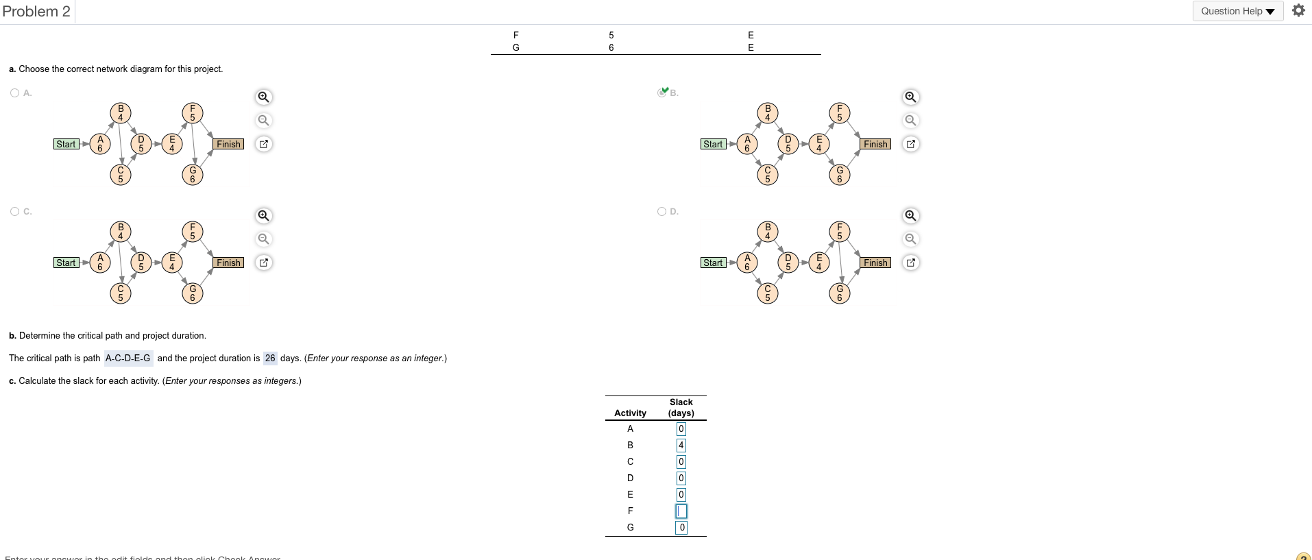 Solved Problem 2 Question Help 5 6 E E G a. Choose the | Chegg.com