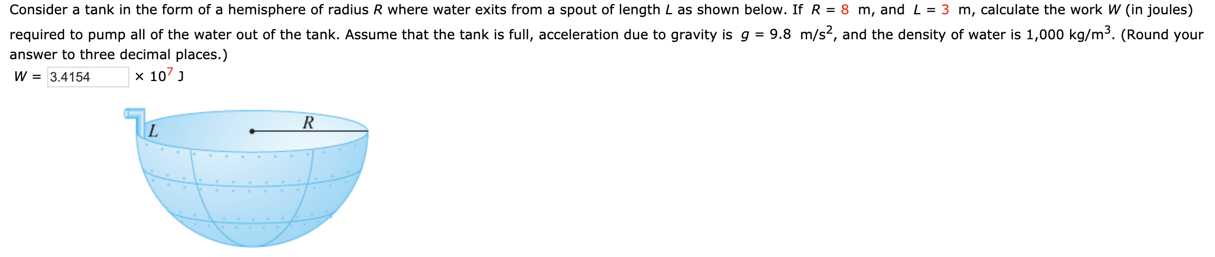Solved Consider a tank in the form of a hemisphere of radius | Chegg.com