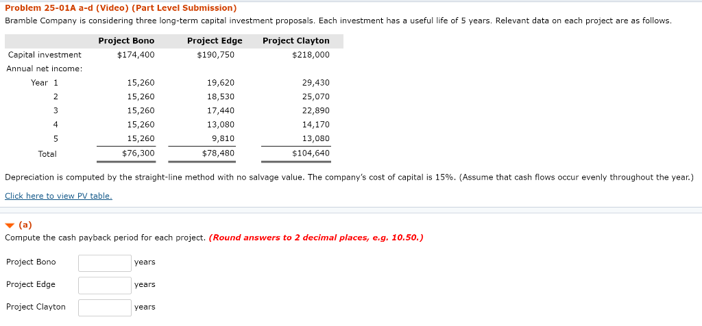 Solved Problem 25-01A a-d (Video) (Part Level Submission) | Chegg.com