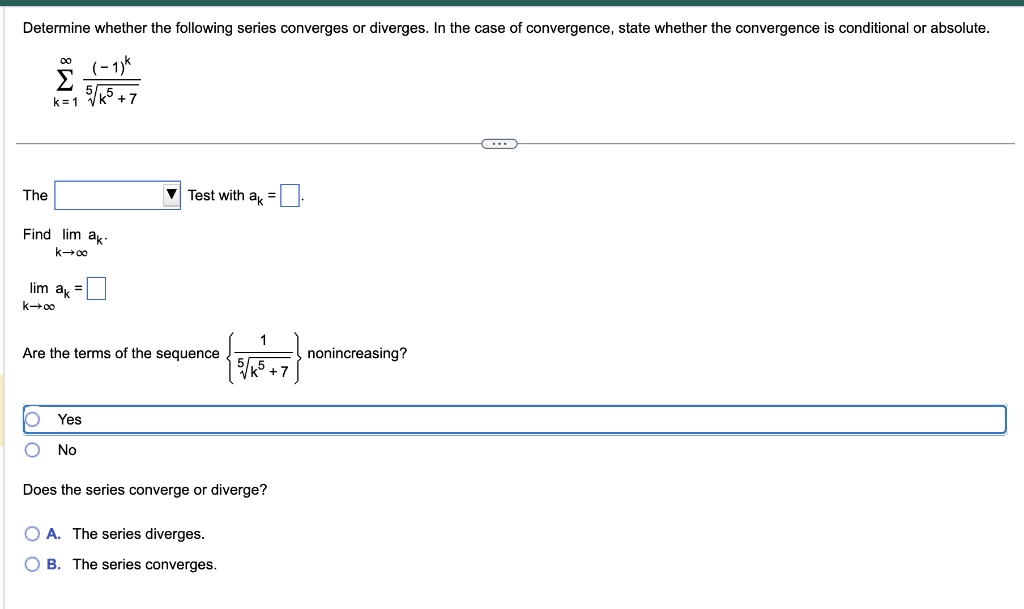 Determine whether the following series converges or | Chegg.com