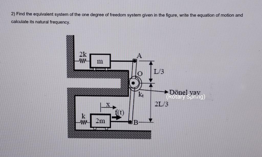 Solved 2) Find the equivalent system of the one degree of | Chegg.com