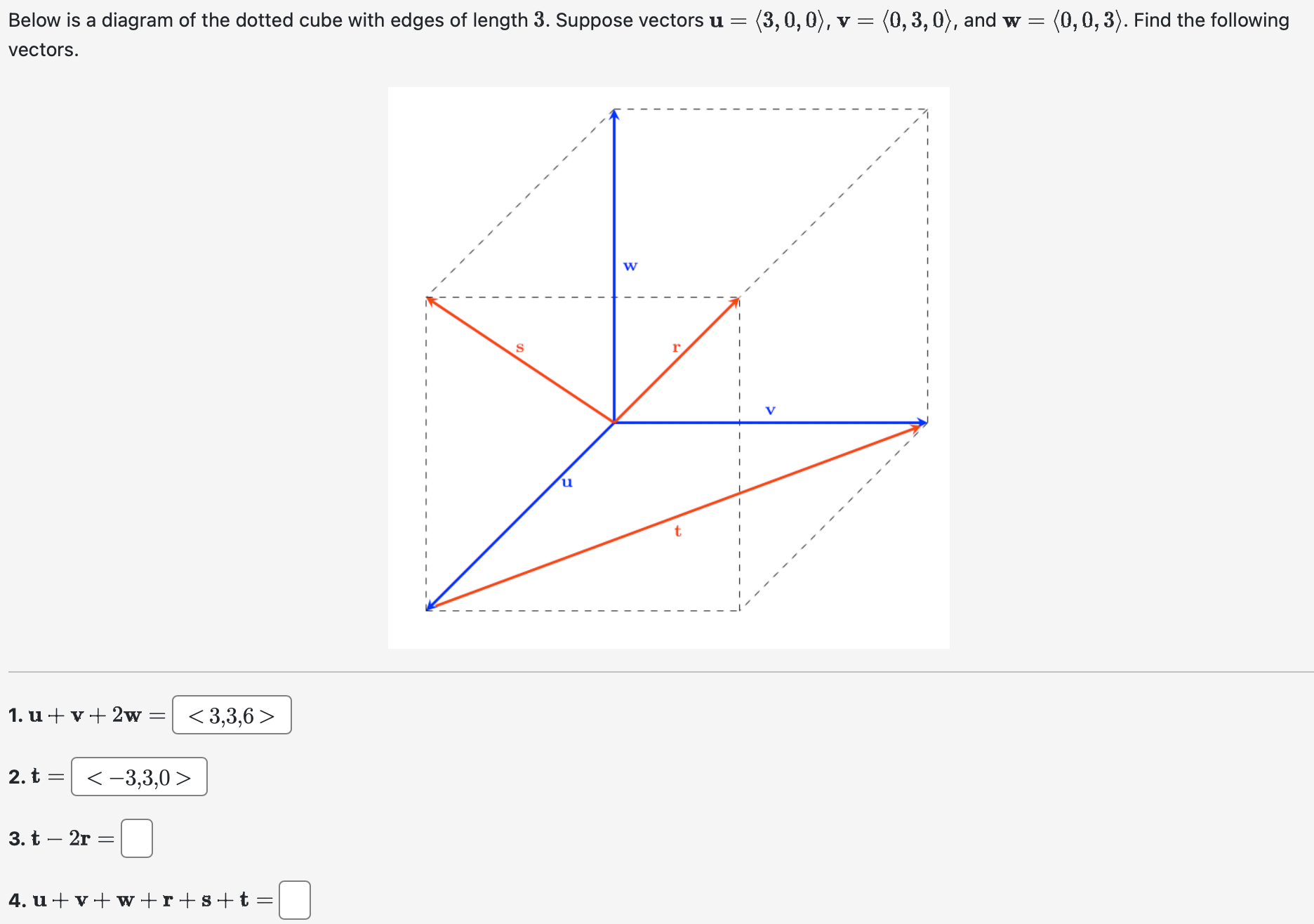 Solved Below is a diagram of the dotted cube with edges of | Chegg.com