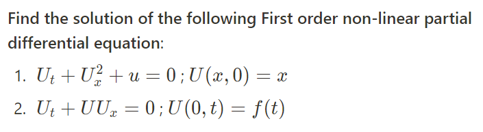 Solved Find the solution of the following First order | Chegg.com