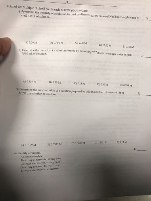 Solved Total of 100 Multiple choice 5 points each. SHOW YOUR | Chegg.com