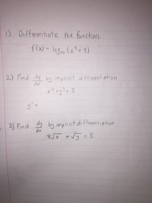 Solved Differentiate the function. f (x) = log_10 (x^9 + 4) | Chegg.com