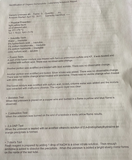 Solved Identification of Organic Compounds - Laboratory | Chegg.com