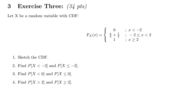 Solved 3 Exercise Three: (34 pts) Let X be a random variable | Chegg.com