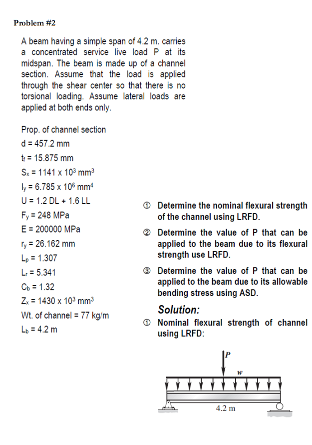 Solved Problem #2 A beam having a simple span of 4.2 m. | Chegg.com