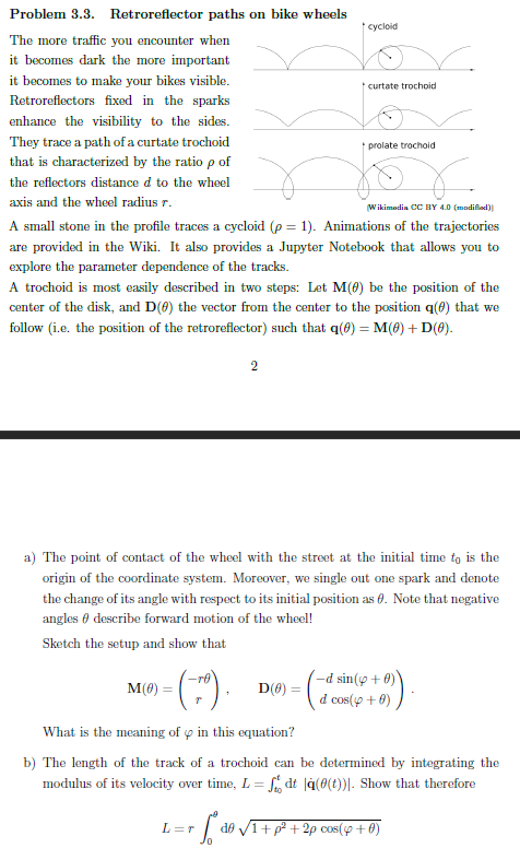 curtate trochoid Problem 3.3. Retroreflector paths on | Chegg.com