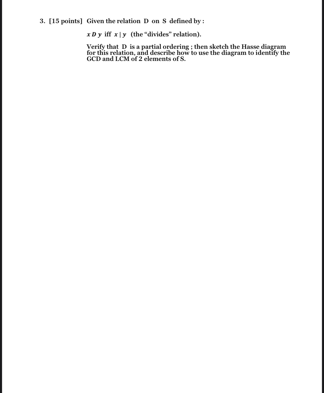 Solved use the set divisors of 30: S = {1, 2, 3, 5, 6, 10, | Chegg.com