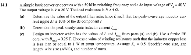 Solved A simple buck converter operates with a 50kHz | Chegg.com