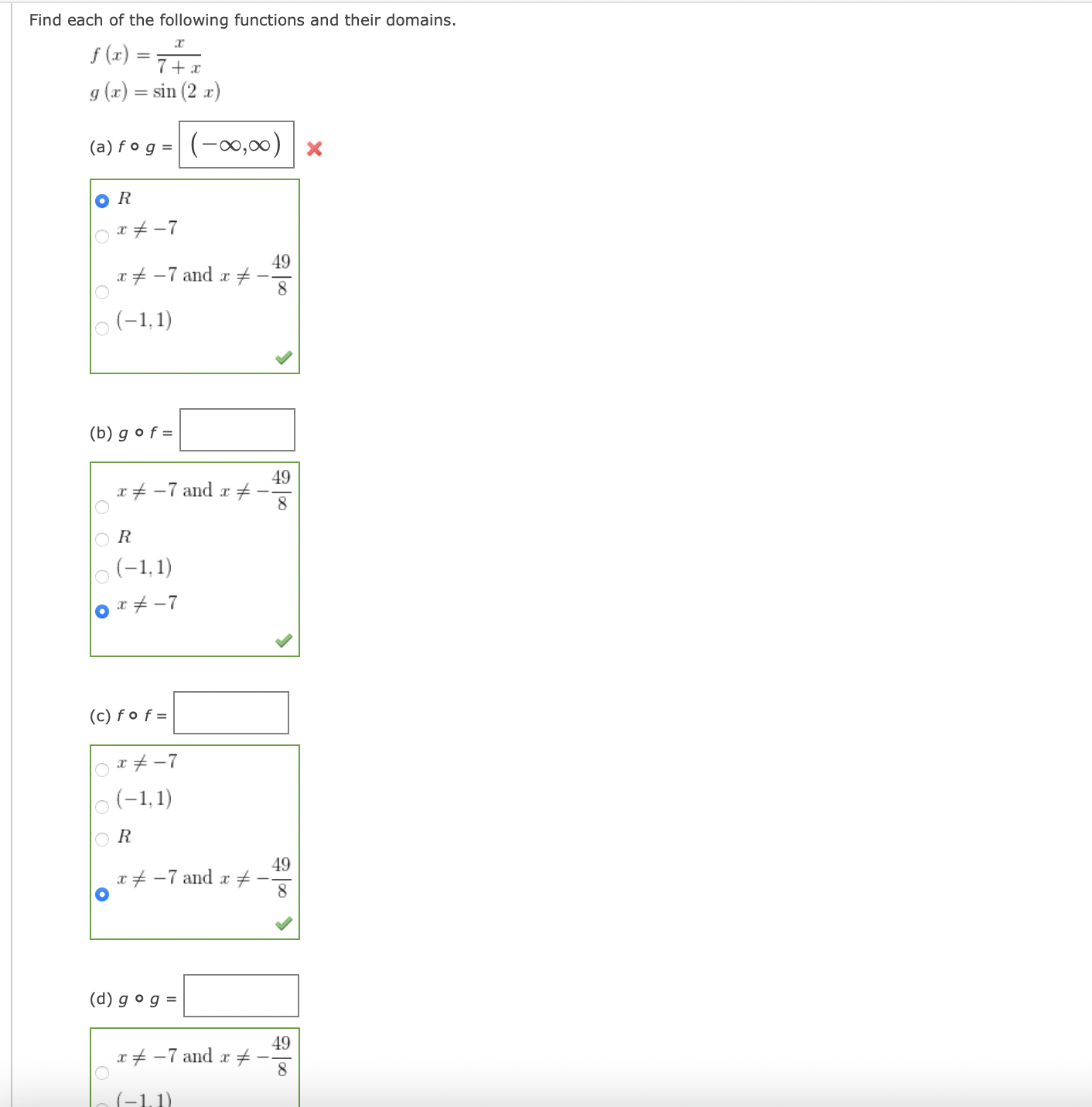 Solved Find each of the following functions and their | Chegg.com