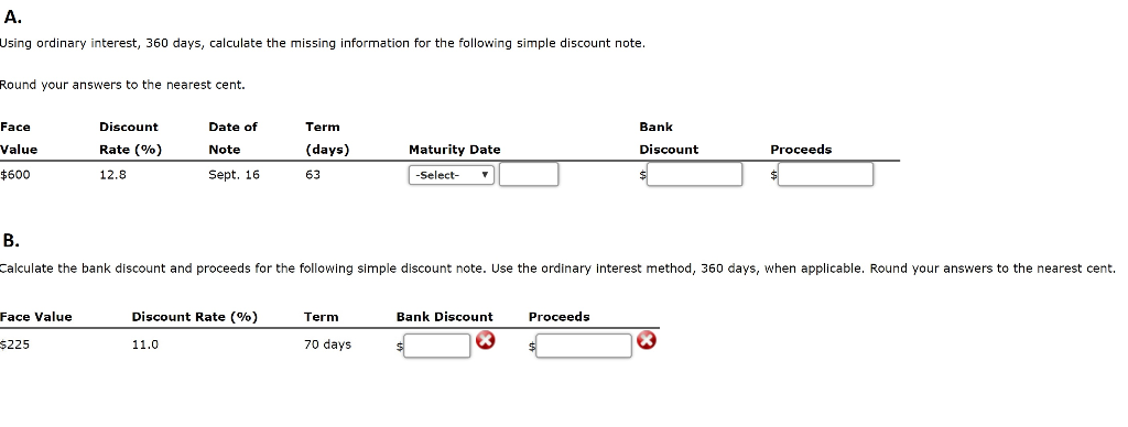Solved Using Ordinary Interest 360 Days Calculate The Chegg