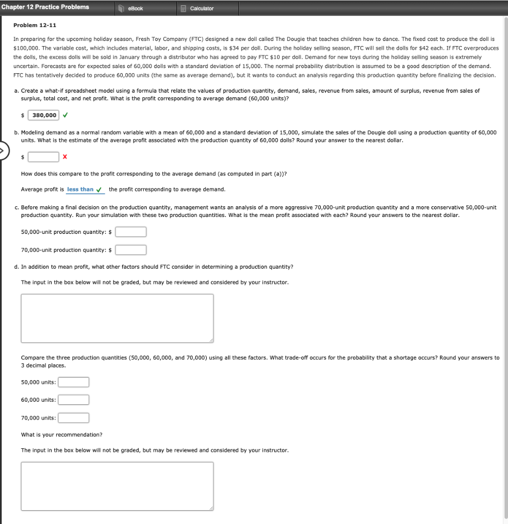 Chapter 12 Practice Problems eBook Calculator Problem | Chegg.com