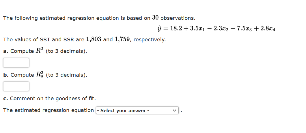 Solved The following estimated regression equation is based | Chegg.com