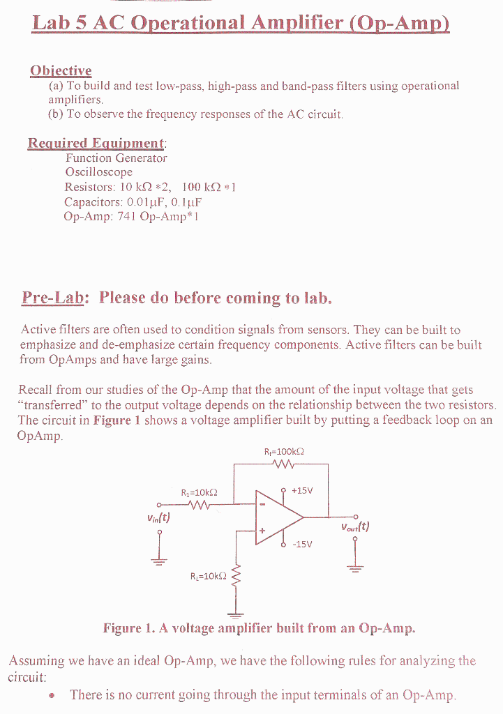 Solved Lab 5 AC Operational Amplifier (Op-Amp) Objective (a) | Chegg.com