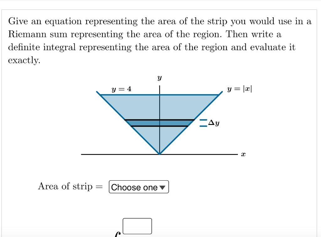 Solved Give an equation representing the area of the strip | Chegg.com