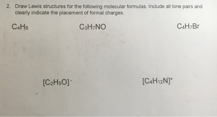 Solved 2. Draw Lewis structures for the following molecular | Chegg.com