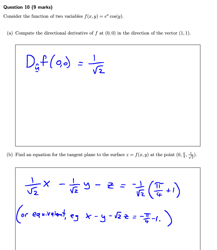 Solved Question 10 (9 marks) Consider the function of two | Chegg.com