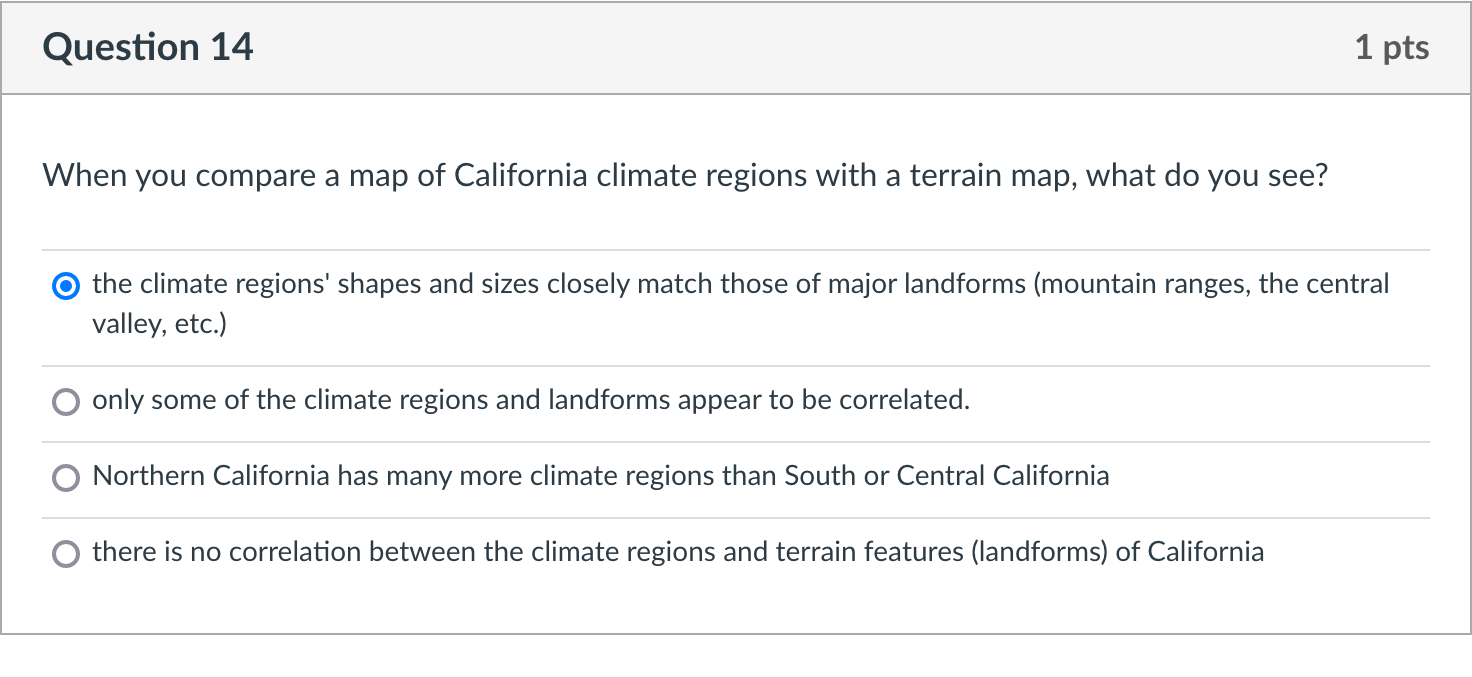Solved Question 14 1 pts When you compare a map of | Chegg.com