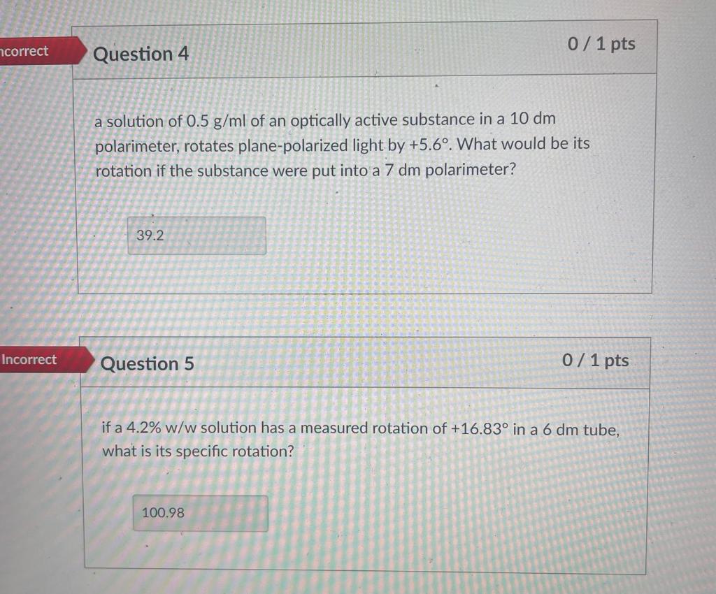 Solved a solution of 0.5 g/ml of an optically active | Chegg.com