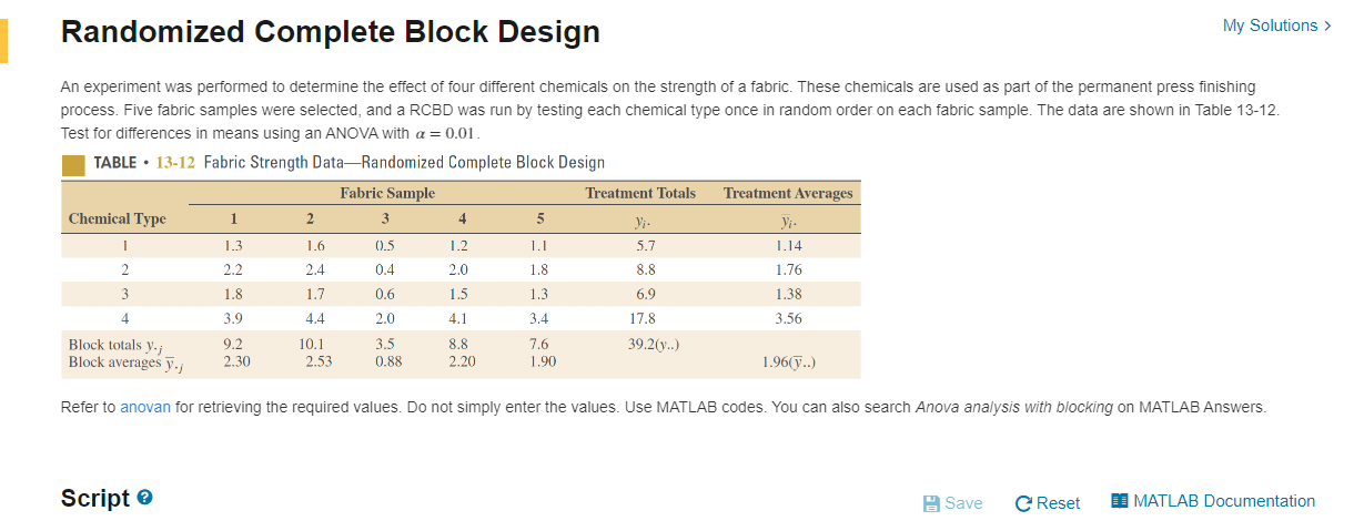 Solved Randomized Complete Block Design An Experiment Was