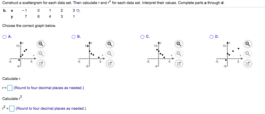 Solved Construct a scattergram for each data set. Then | Chegg.com