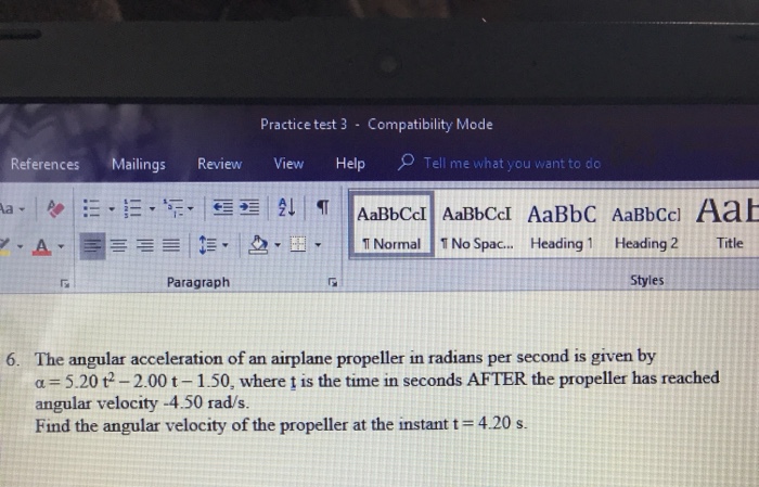 Solved the angular acceleration of an airplane propeller in | Chegg.com