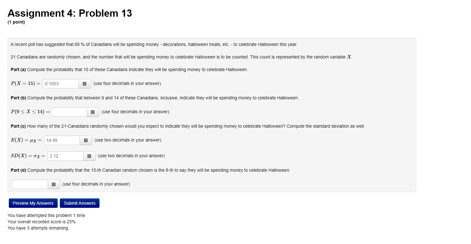 Solved Assignment 4: Problem 13 (1 point) A recent poll has | Chegg.com