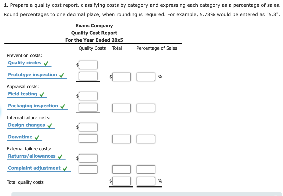 Solved Quality Cost Report Evans Company Had Total Sales Of Chegg solved-quality-cost-report-evans-company-had-total-sales-of-chegg