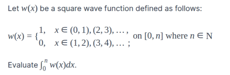 Solved Let w(x) be ﻿a square wave function defined as | Chegg.com