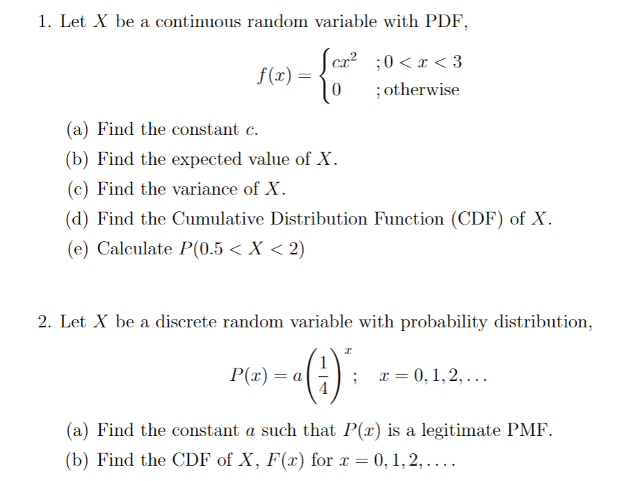 Solved 1. Let \\( X \\) be a continuous random variable with | Chegg.com